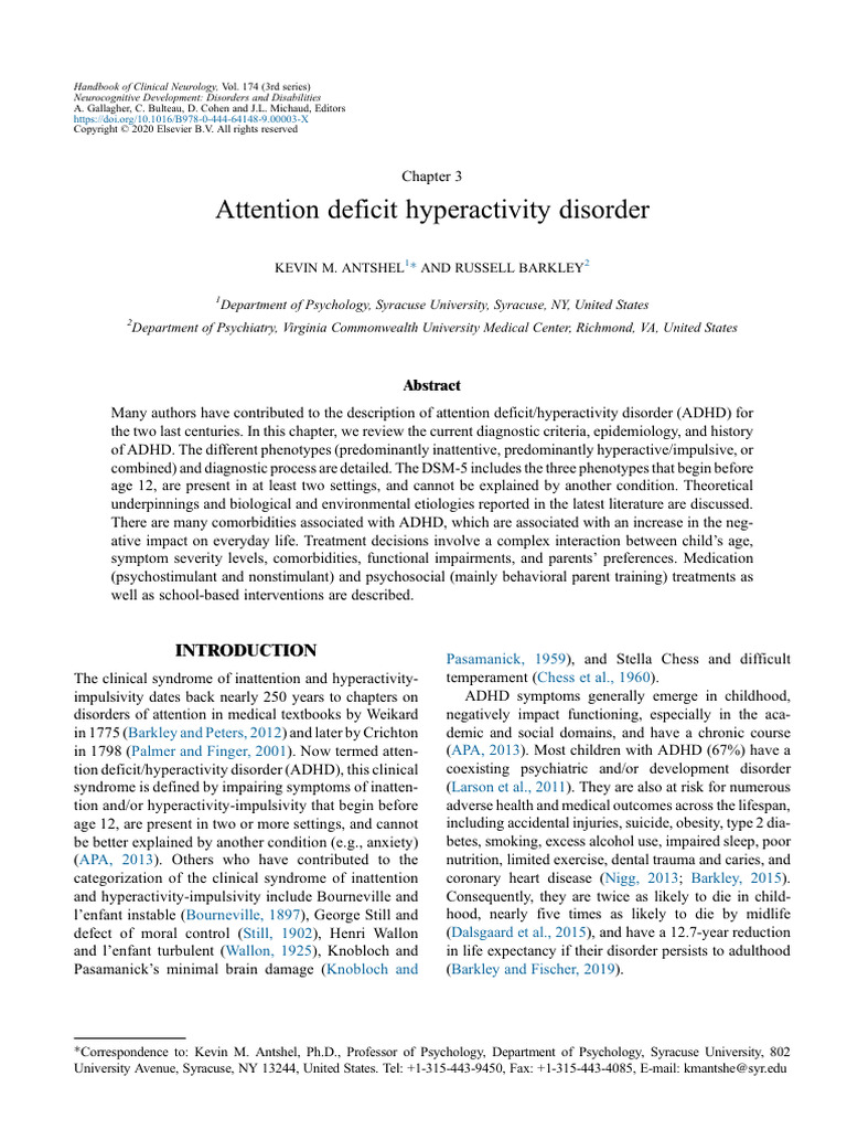 ADHD Barkley | PDF | Attention Deficit Hyperactivity Disorder | Mental ...