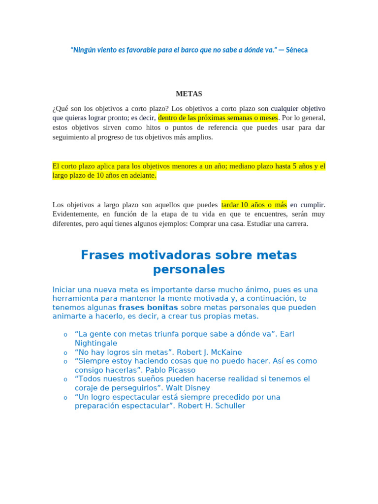 Definicion de Metas-Primero | PDF