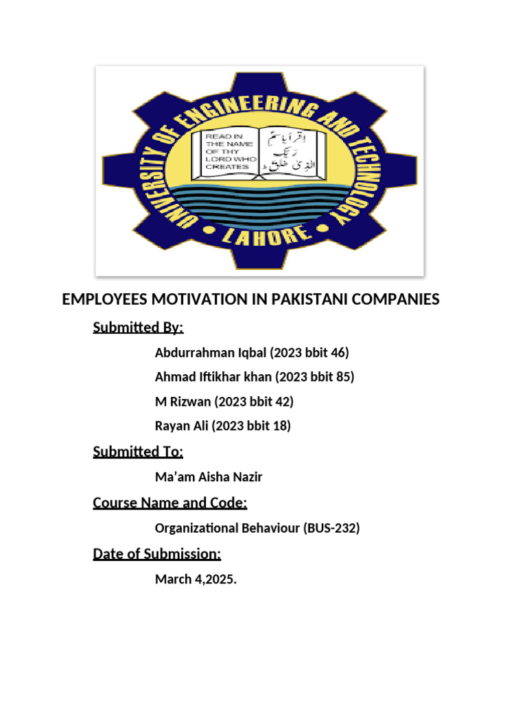 Employees Motivation in Pakistani Companies | PDF | Employment | Labor