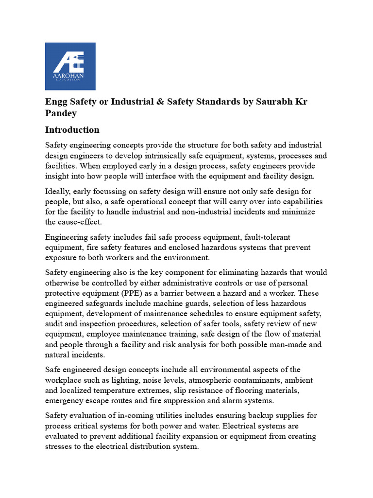 Engineering Safety Standards Overview | PDF | Personal Protective ...