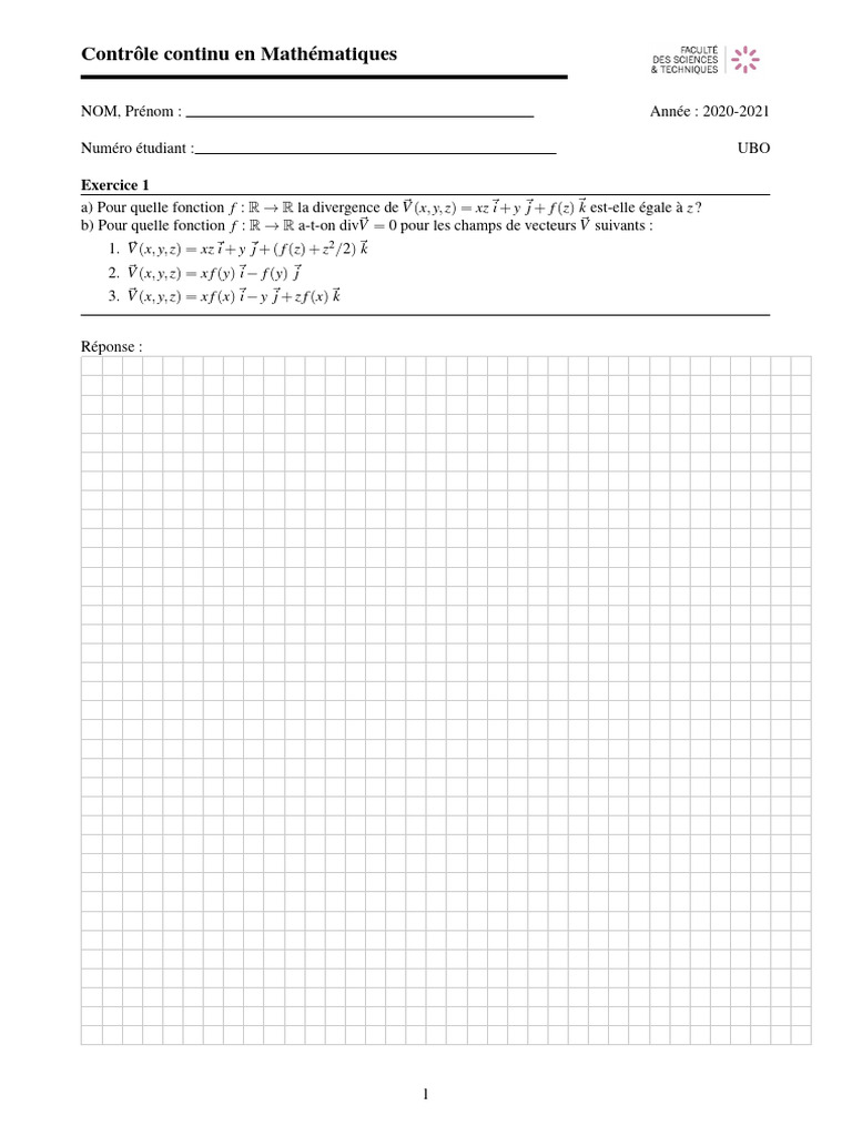 Contrôle continu en Mathématiques 2021 | PDF