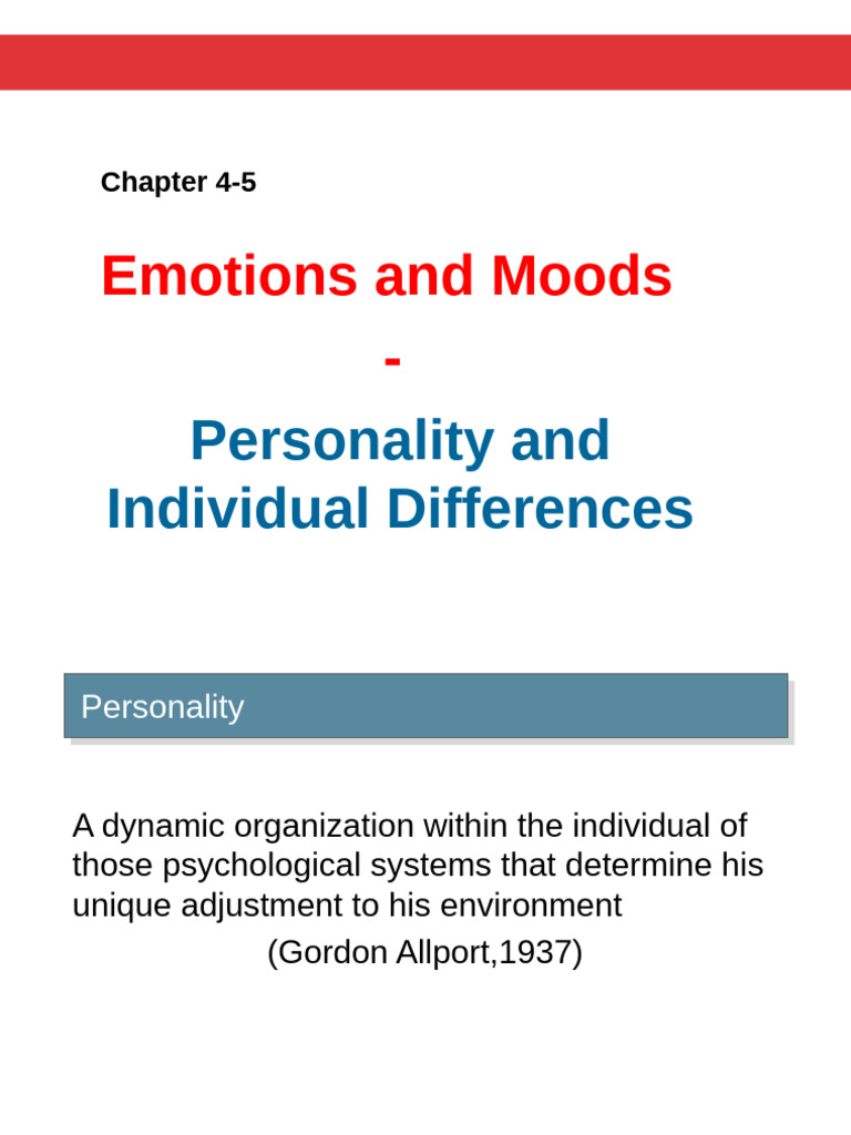 Ob 4-5 Emotions and Moods - Personality and Individual Differences ...