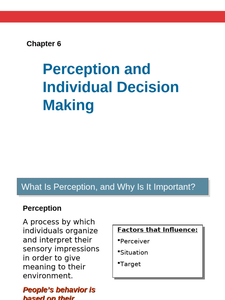 Ob 6 Perception and Individual Decision Making | PDF | Decision Making | Bias