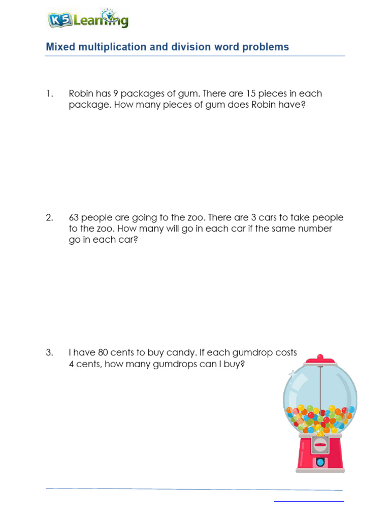 Grade 3 Mixed Multiplication and Division Word Problems D | PDF
