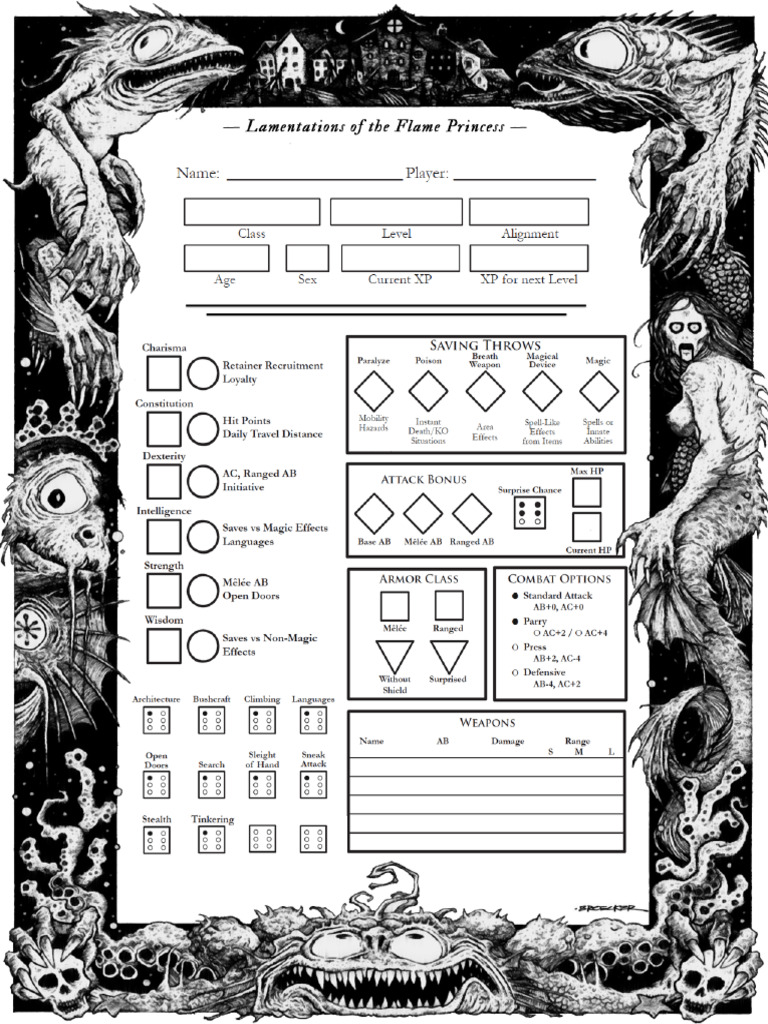 LotFP - Character Sheet - Deep Ones Edition v2 | PDF