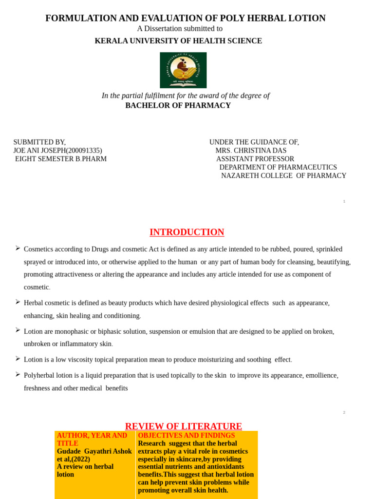Polyherbal Lotion Formulation | PDF | Polyphenol | Cosmetics