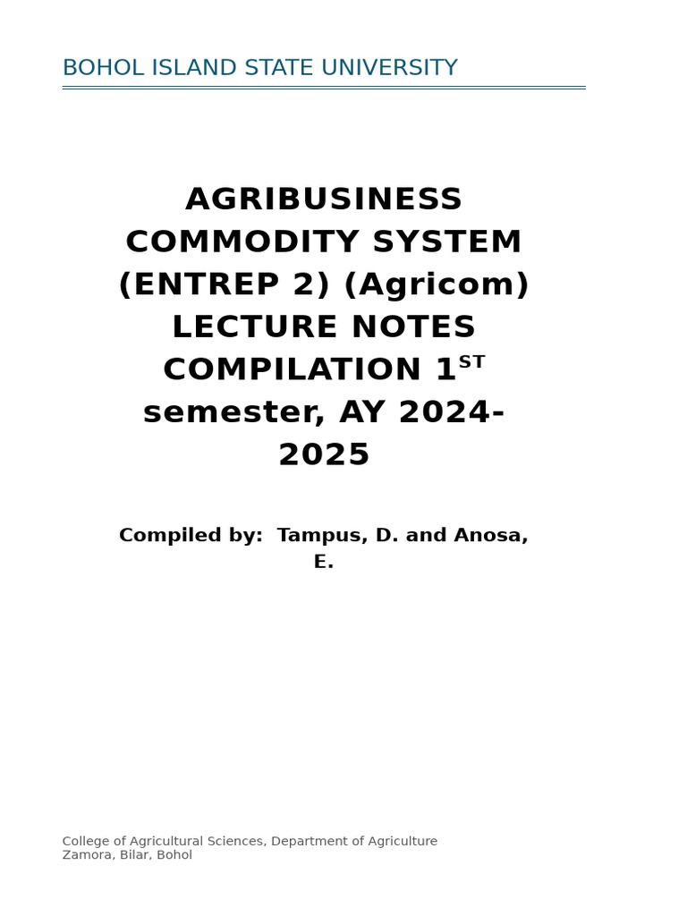 Agribusiness Commodity System Overview | PDF | Agriculture | Partnership