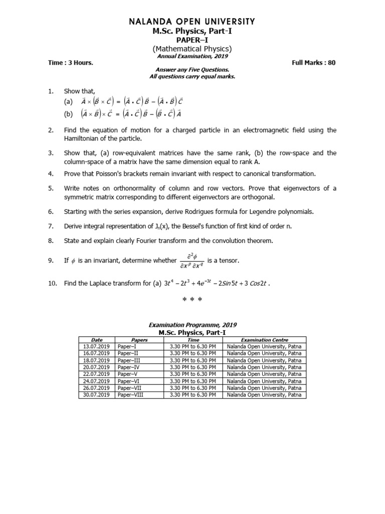 M.Sc. Physics Syllabus Overview 2019 | PDF | Matrix (Mathematics ...