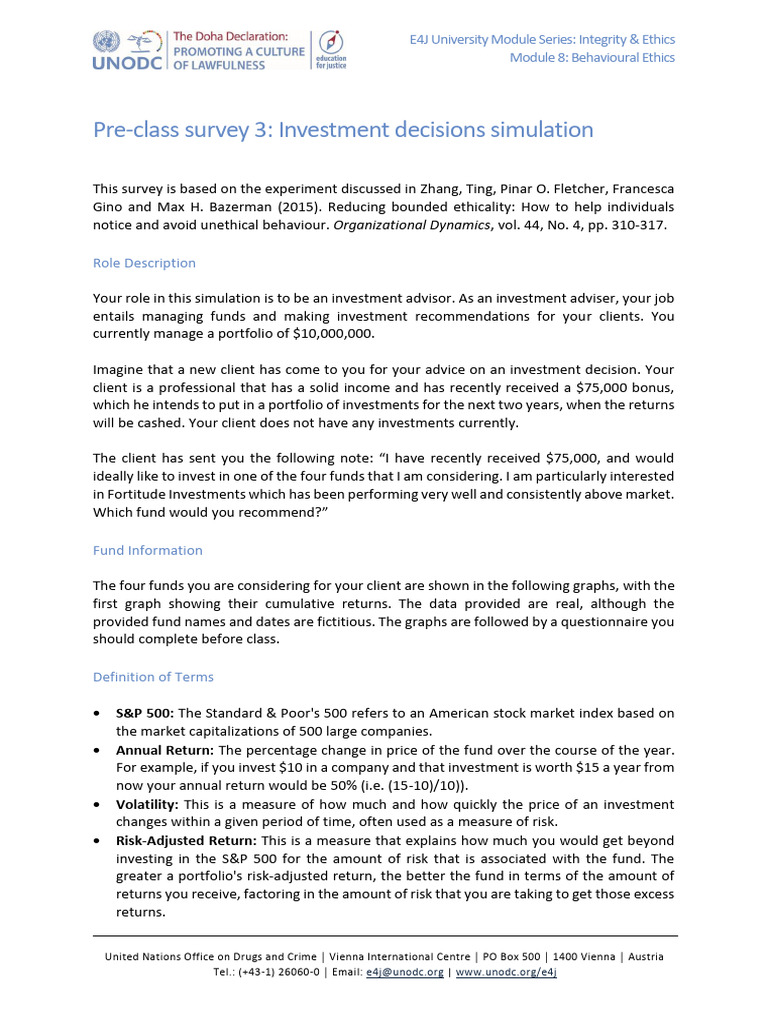 Module 8 - Behavioural Ethics Pre-Class Survey 3 | PDF | Investing | Hedge Fund