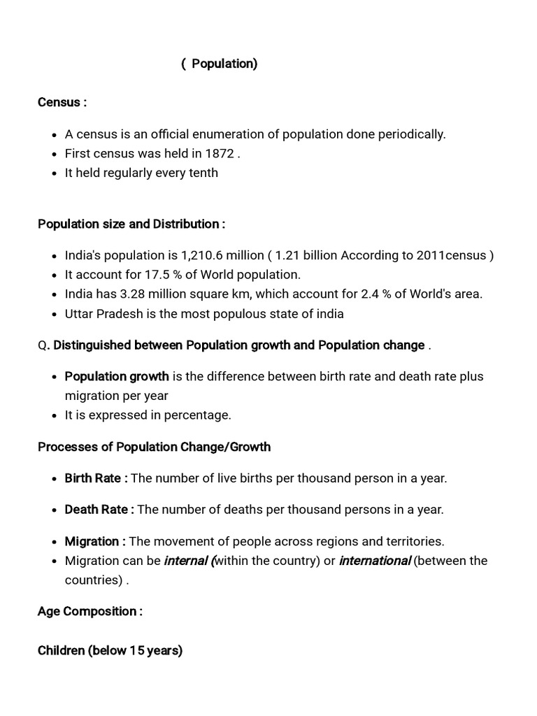 Class IX Geography - Population | PDF | Population | Adolescence