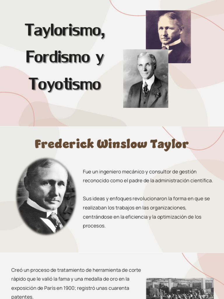 Taylorismo, Fordismoy Toyotismo | PDF | Compania de motores ford | Producción en masa