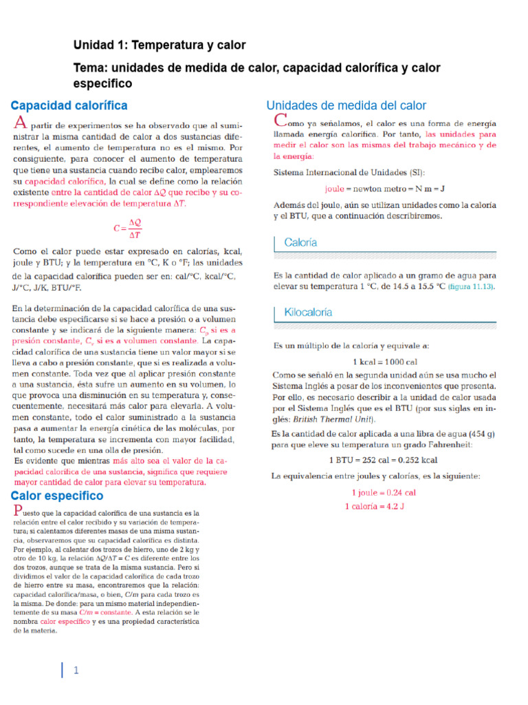 Unidades de Calor y Calor Especifico | PDF