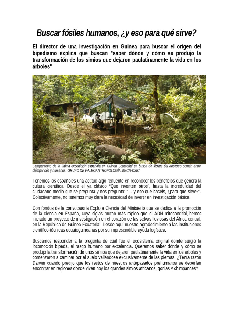 2-Buscar fósiles humanos y eso para que sirve | PDF | Evolución | Humano