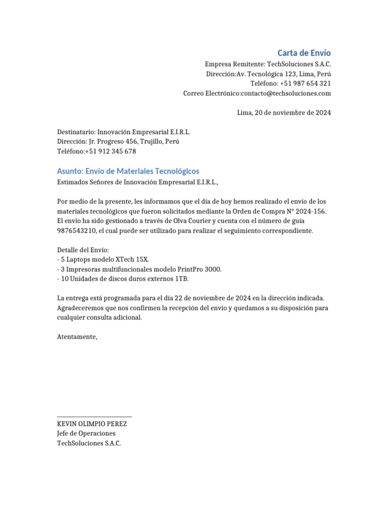 Carta de Envio | PDF