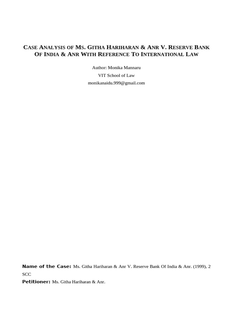 Legal Analysis: Gender Equality in Guardianship | PDF | Convention On ...