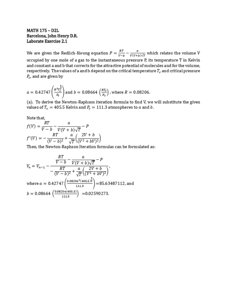 Math175 LabExer2.1 Barcelona | PDF