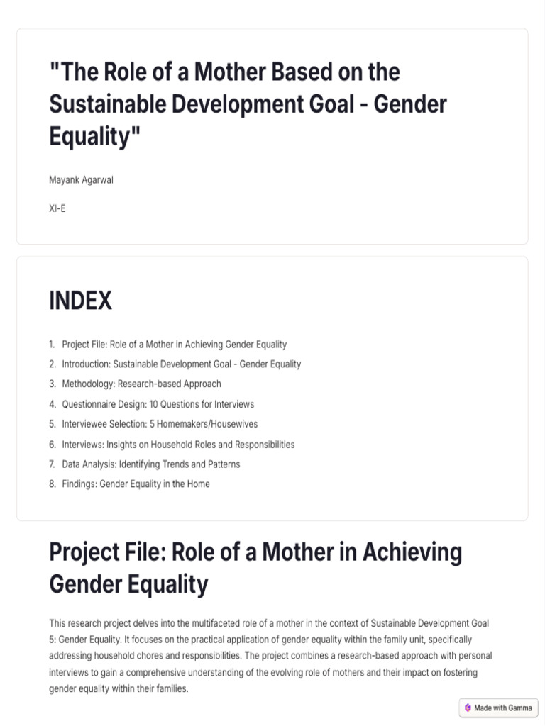 Mother's Role in Family Gender Equality | PDF | Gender Role | Gender ...