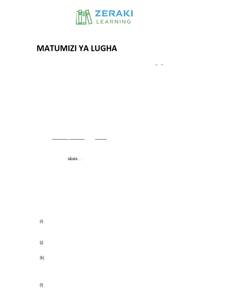 Form 1 Kiswahili Assignment 456 1590499975356 Zeraki Learning Ki | PDF