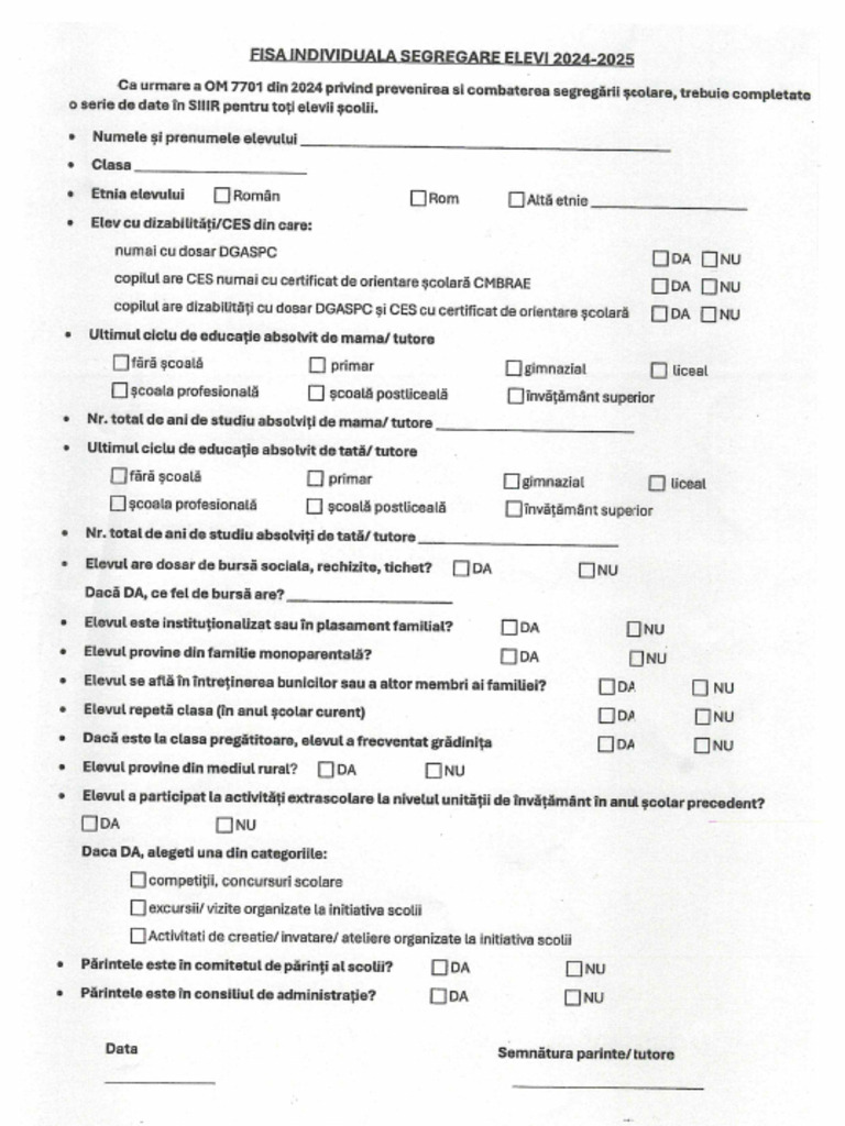Fișă Segregare | PDF
