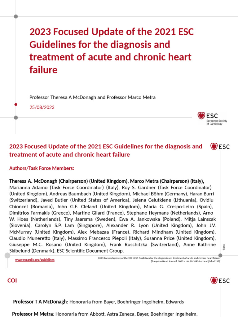 2023 ESC Heart Failure Guidelines Update | PDF | Heart Failure ...