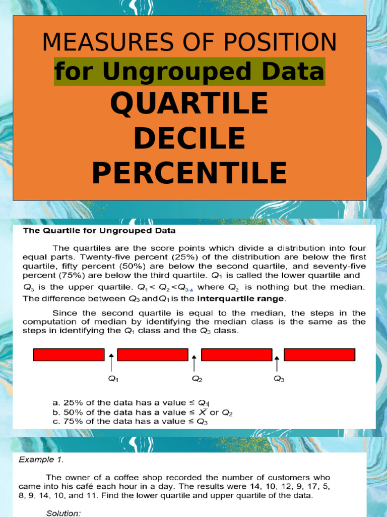 Measures of Position For Ungrouped Data Quartile Decile Percentile | PDF