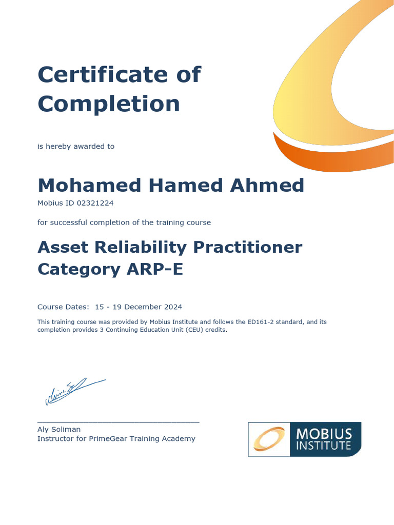 Asset Reliability Certification | PDF