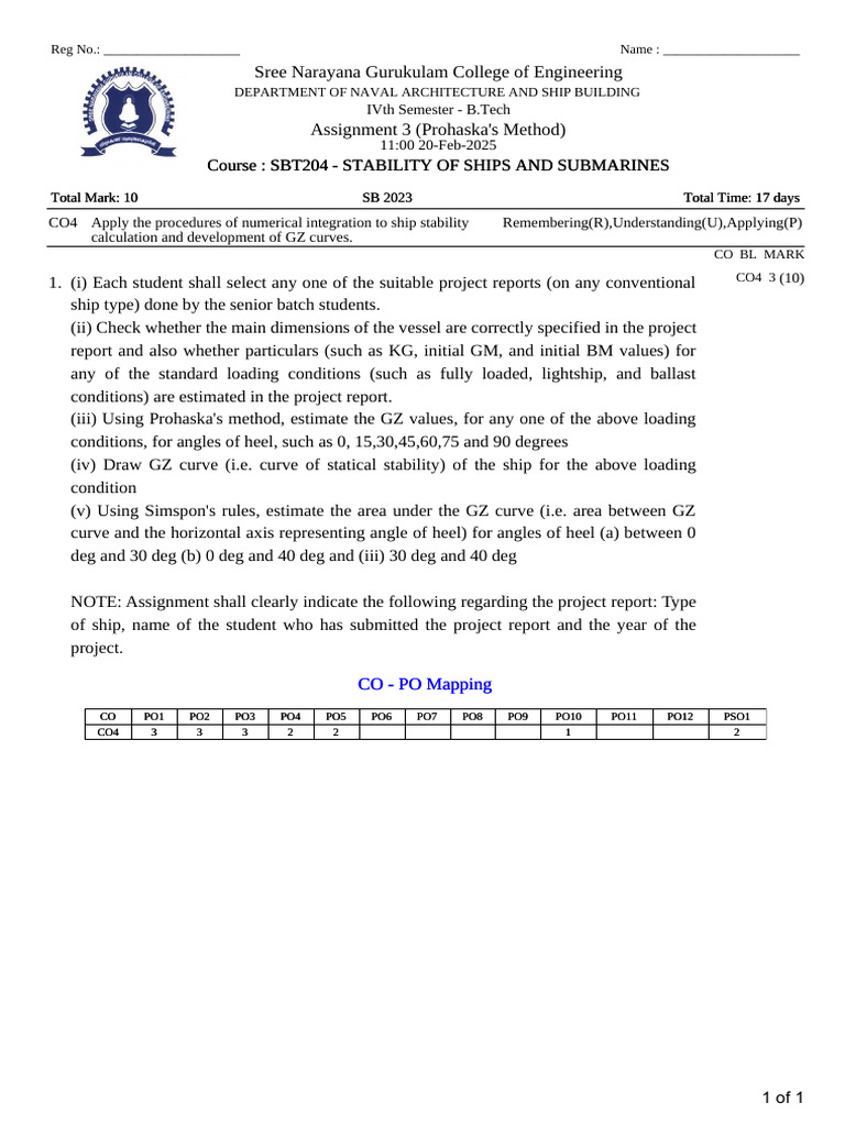 Assignment 3 Qp SBT204 M2 Prohaska Rev1 ETLab 2023Adm | PDF | Ships