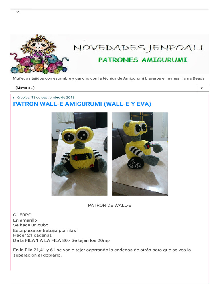 Novedades Jenpoali - Patron Wall-E Amigurumi (Wall-E y Eva) | PDF | Ajedrez | Teoría del ajedrez