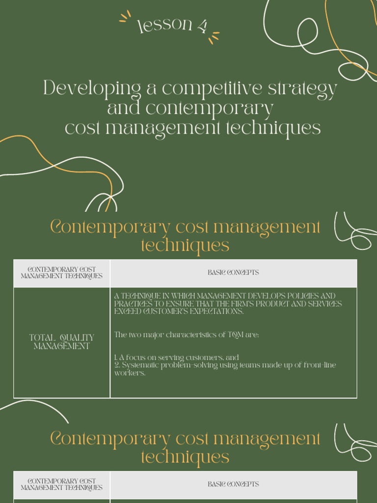 Competitive Strategy & Cost Management Techniques | PDF