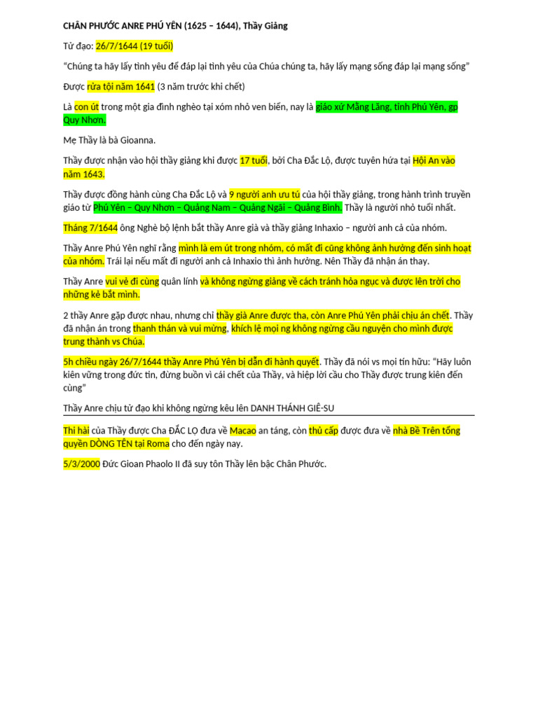 CHÂN PHƯỚC ANRE PHÚ YÊN | PDF