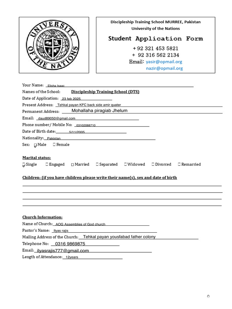 DTS Application Form Submission | PDF