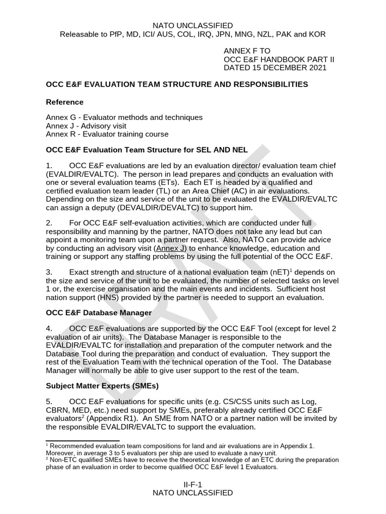 14 II Annex F OCC EF Evaluation Team Structure and Responsibilities | PDF