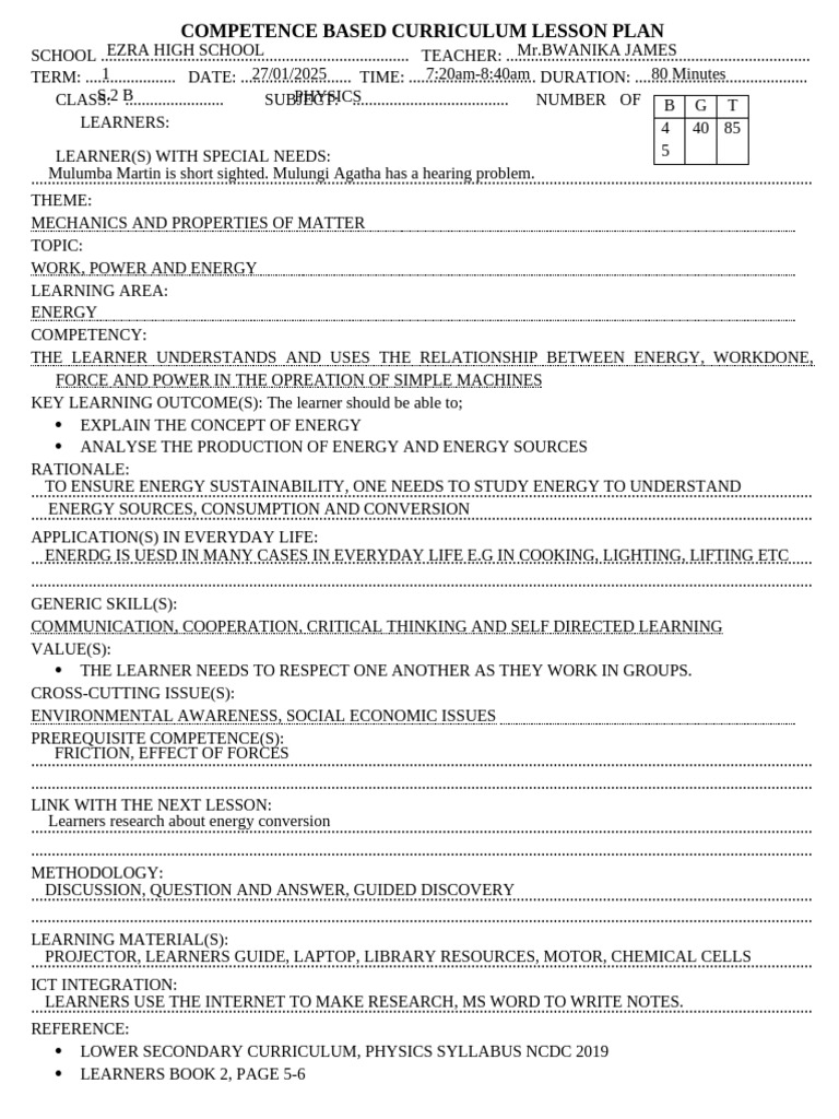New Lower Secondary Curriculum Lesson Plan | PDF | Learning | Curriculum