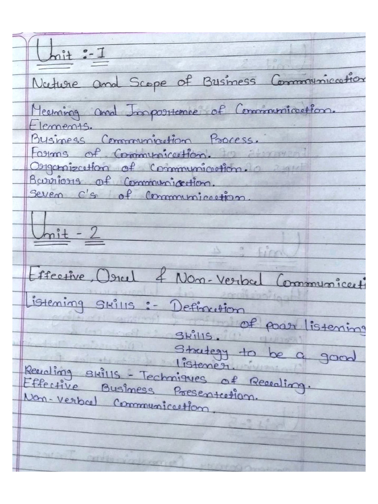 Unit 1 Notes Communication | PDF