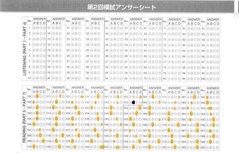 TOEIC AnswerSheet | PDF