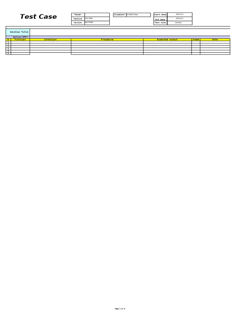 Test Case Template | PDF