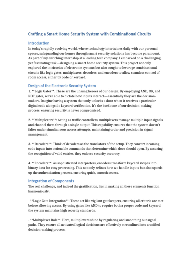 Smart Home Security System Design | PDF | Computing | Electronics