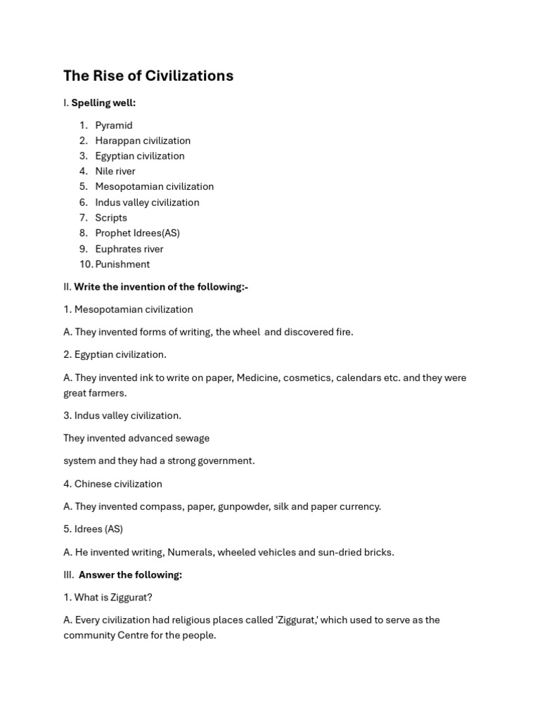 The Rise of Civilizations-1 | PDF