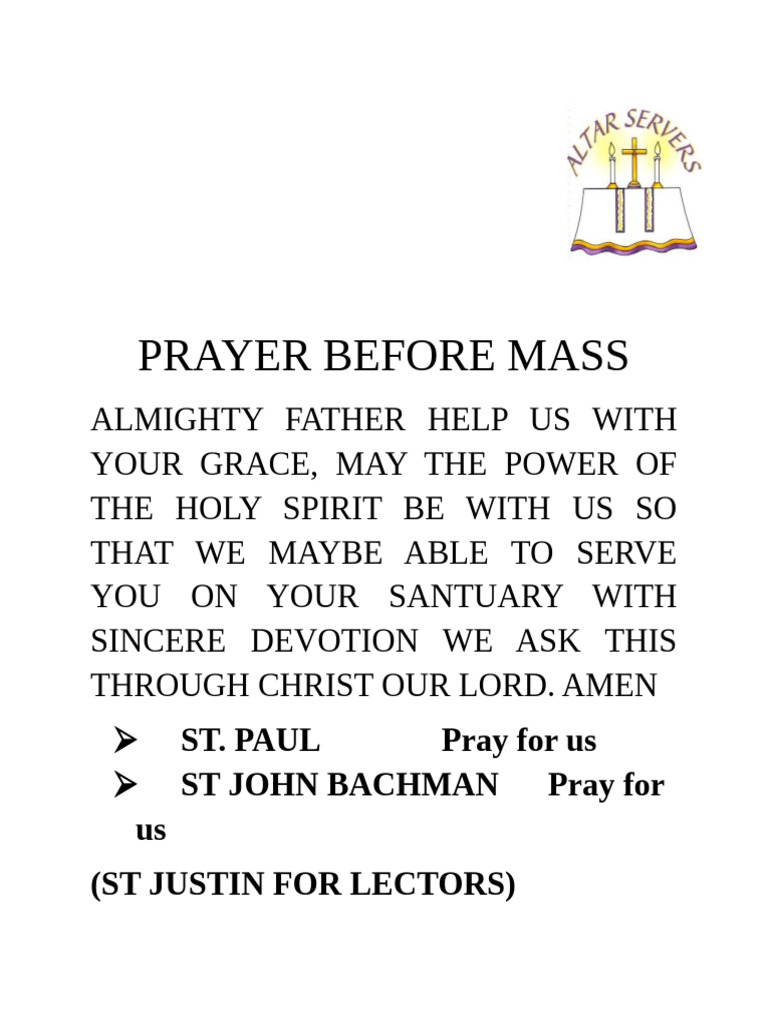 Prayer Before Mass Guide | PDF