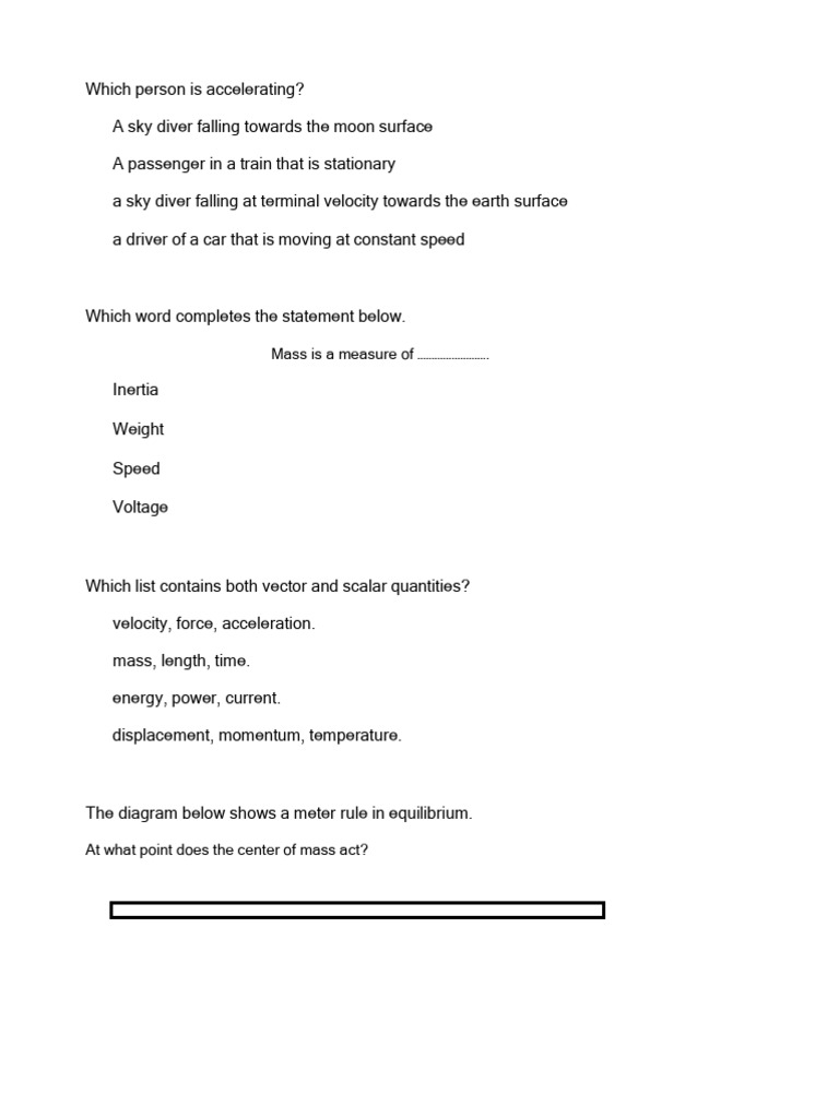 Past Paper Question With Answer For Physics (Grade 9 and 10) | PDF ...