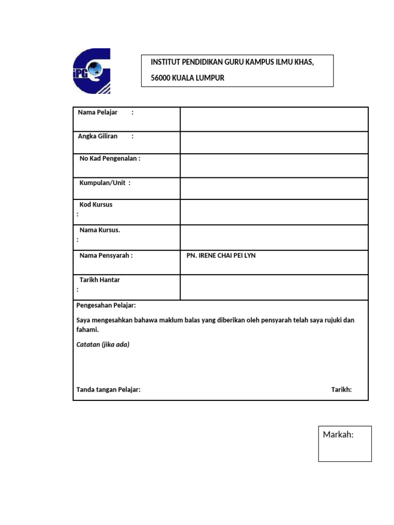 Muka Depan Tugasan PB | PDF