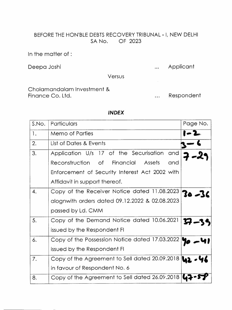 Deepa Joshi VS Cholam | PDF | Lawsuit | Loans