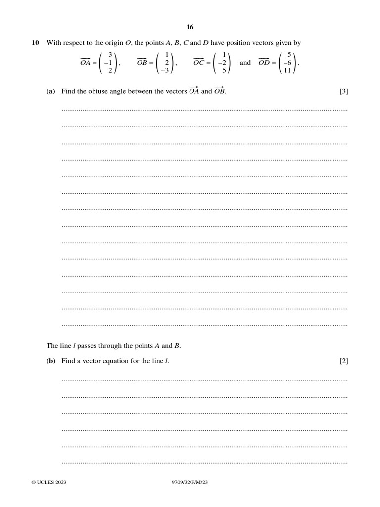 Angle and Line Equations in Vectors | PDF | Mathematics | Geometry