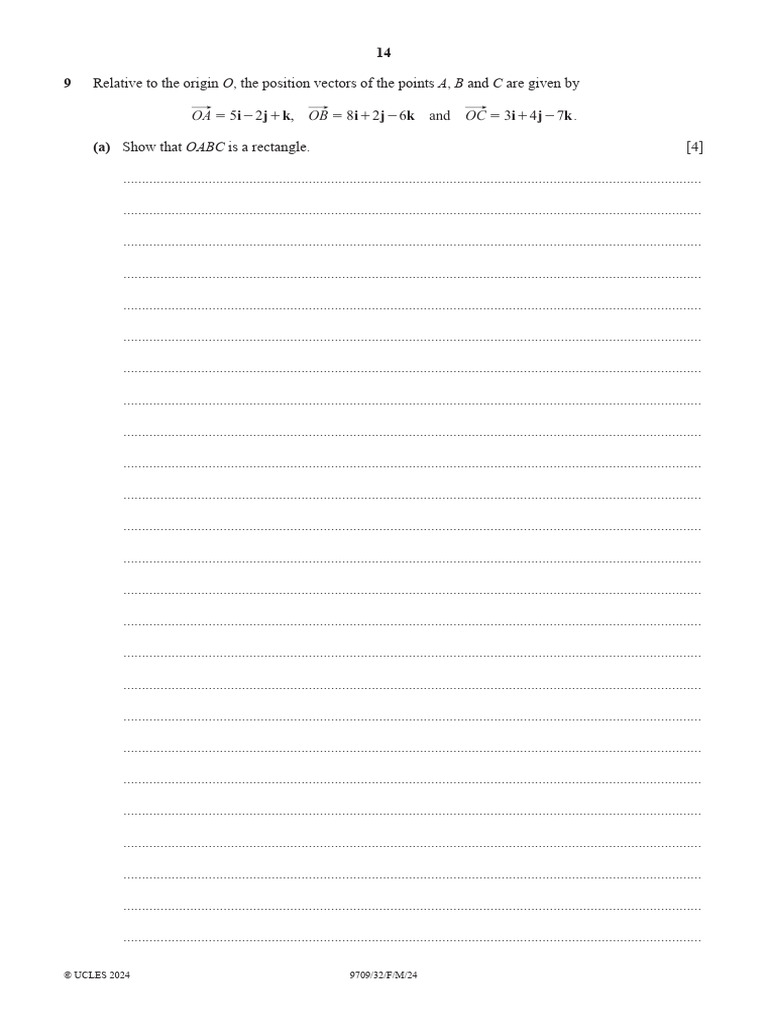 AS Level P3 - C9 Vectors Paper 2024 | PDF | Line (Geometry ...