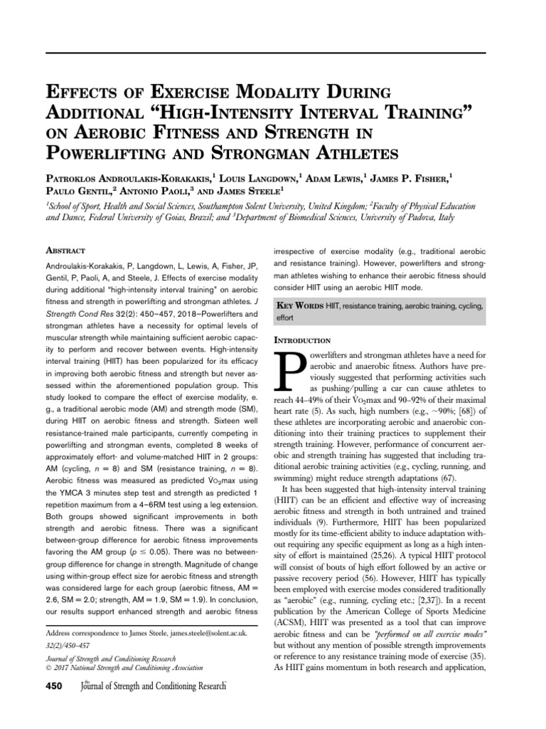 PWL-Effects of Exercise Modality During Additional High-Intensity Interval Training on Aerobic ...