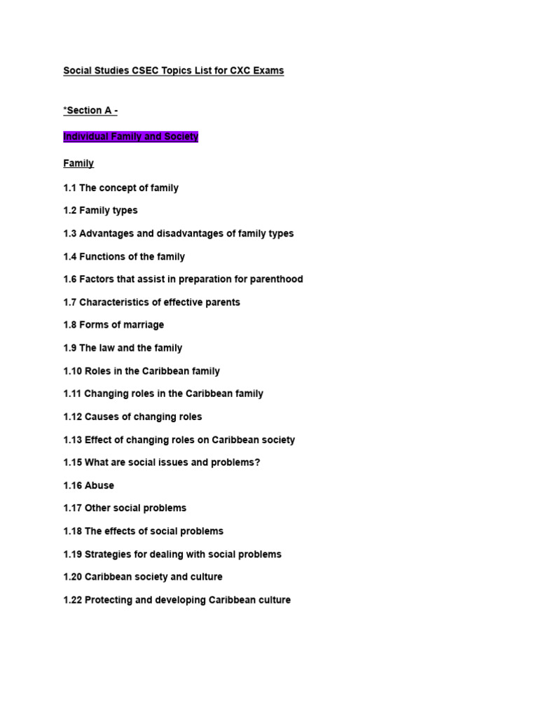 Social Studies CSEC Topics List For CXC Exams | PDF | Economies