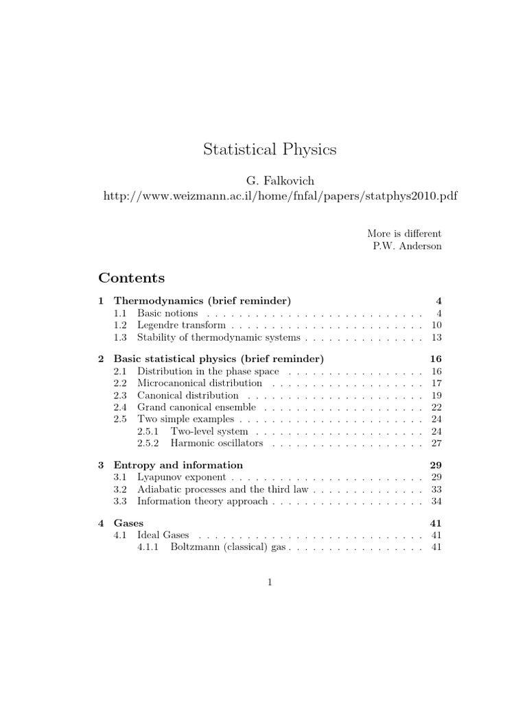 Stat Phys 2010 | PDF | Heat | Entropy