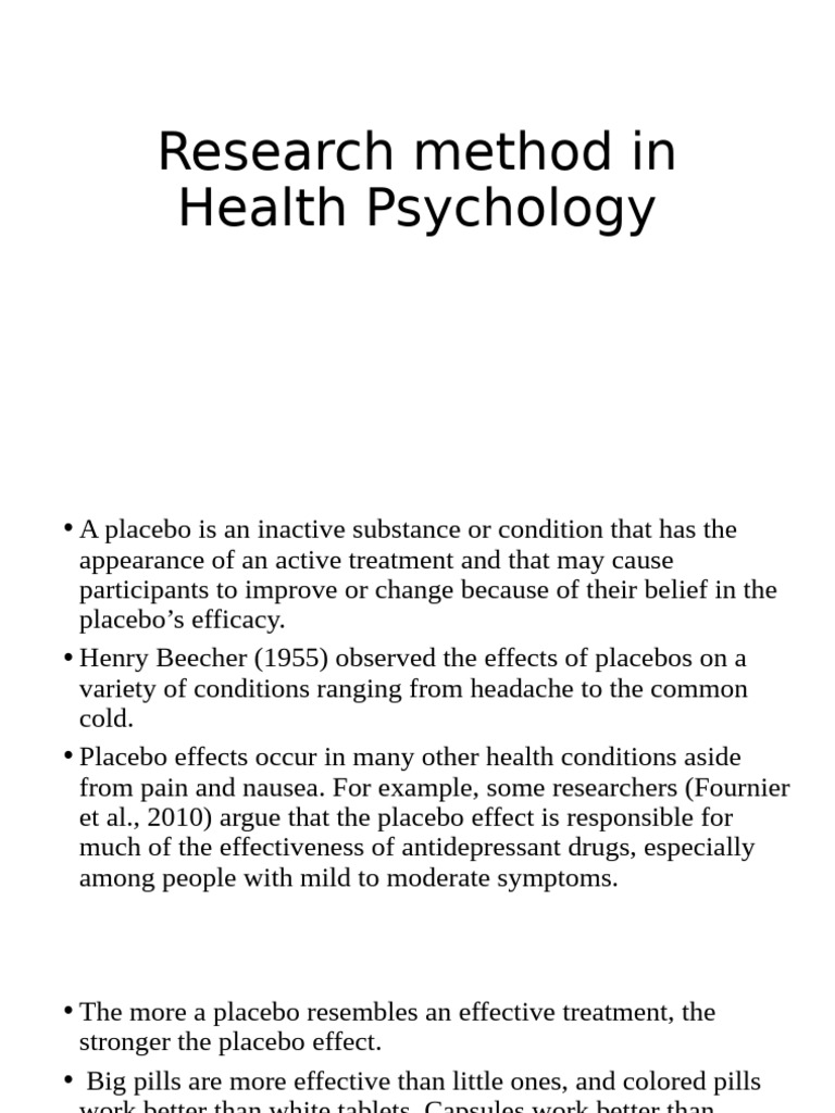 Placebo Effects in Health Psychology Research | PDF | Placebo ...