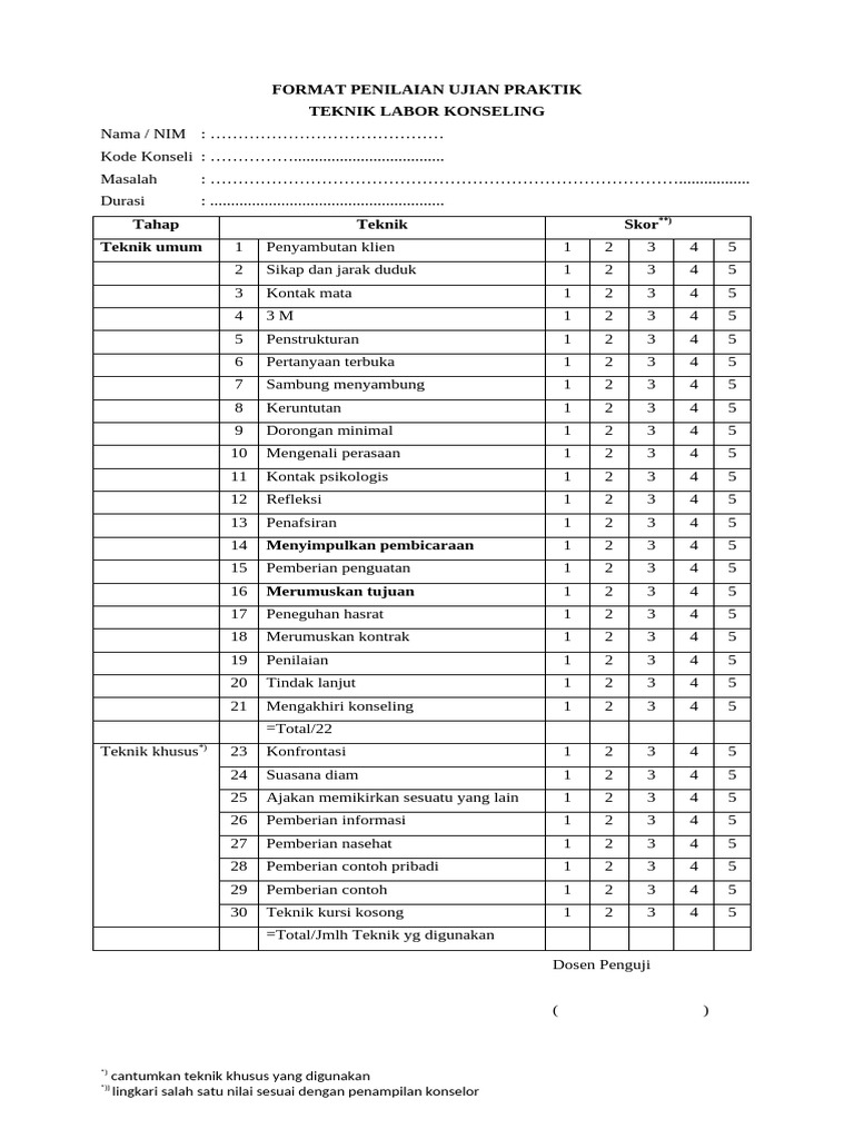 Format Penilaian Ujian Praktik PBK4C | PDF