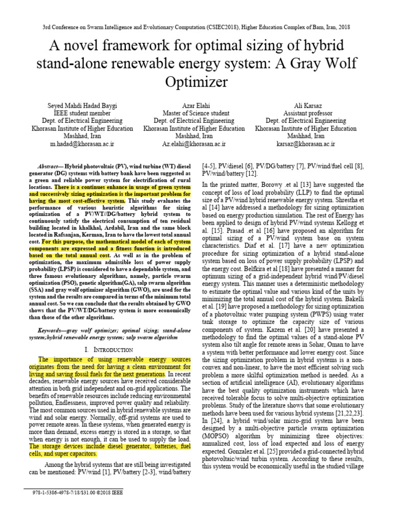 A Novel Framework For Optimal Sizing Of Hybrid A Novel Framework For